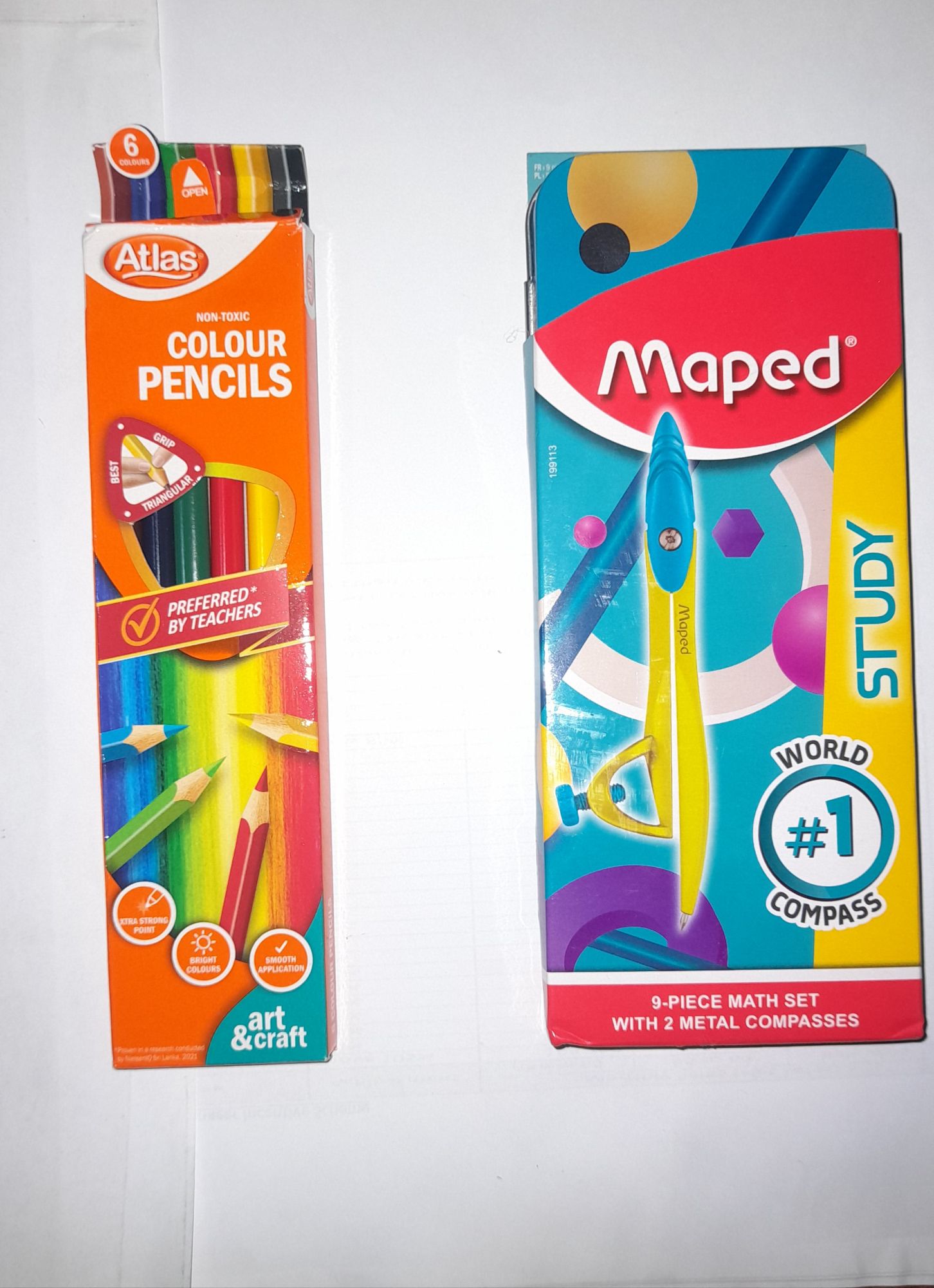 MAPED 9P STUDY MATH SET + ATLAS COLURPENCIL 6 | Daraz.lk
