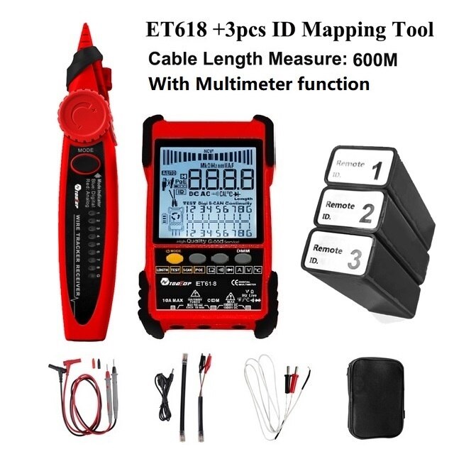 TOOLTOP Network Cable Tester Multimeter Lan Cable Tracking POE Test ...