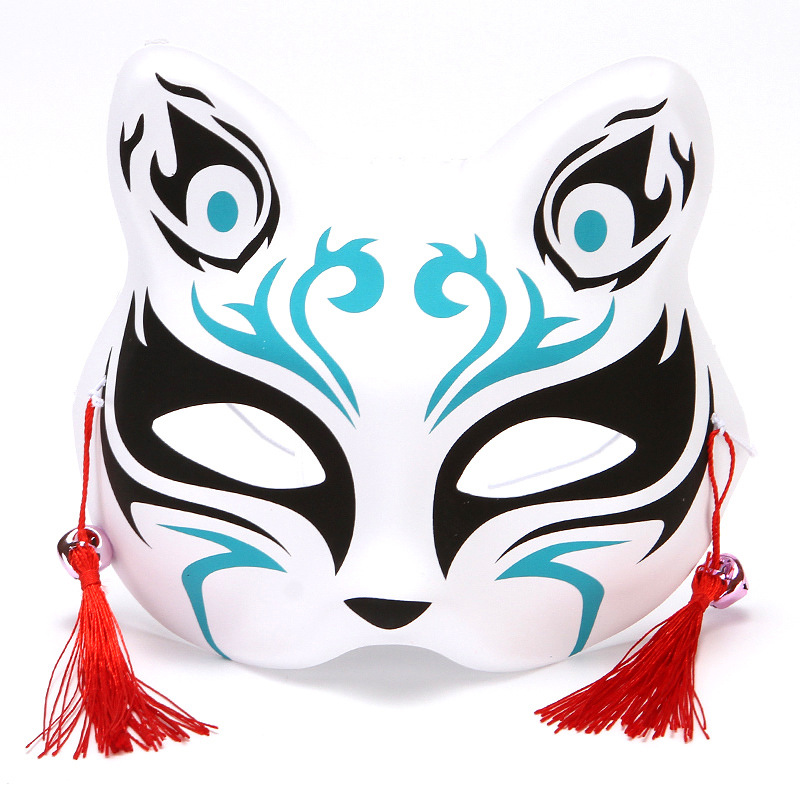 Anime Demon Fox Mask Hand-painted Japanese Mask Half Face Mask ...