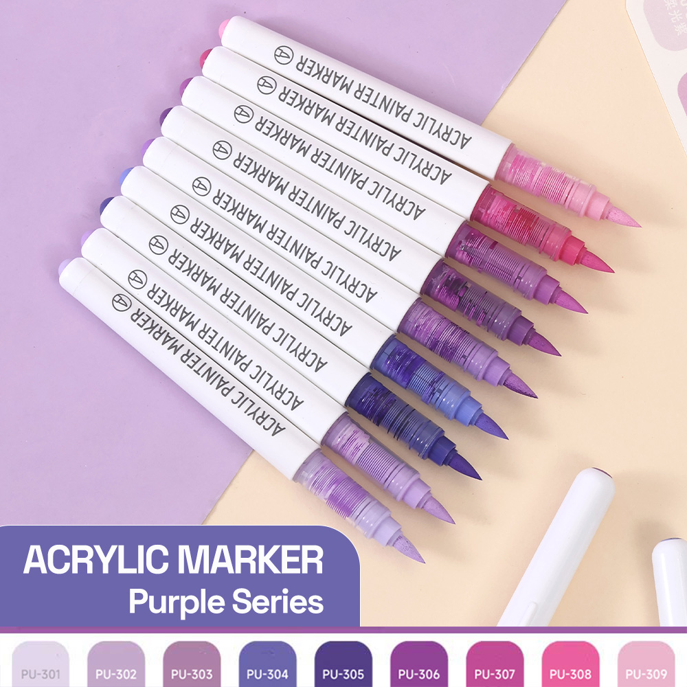 Automatic Ink Control Acrylic Paint Markers, 9 pcs Brush Tip Acrylic ...