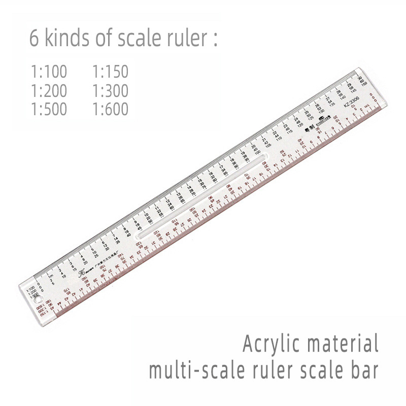 Multi-scale scale acrylic ruler engineer architect technical ...