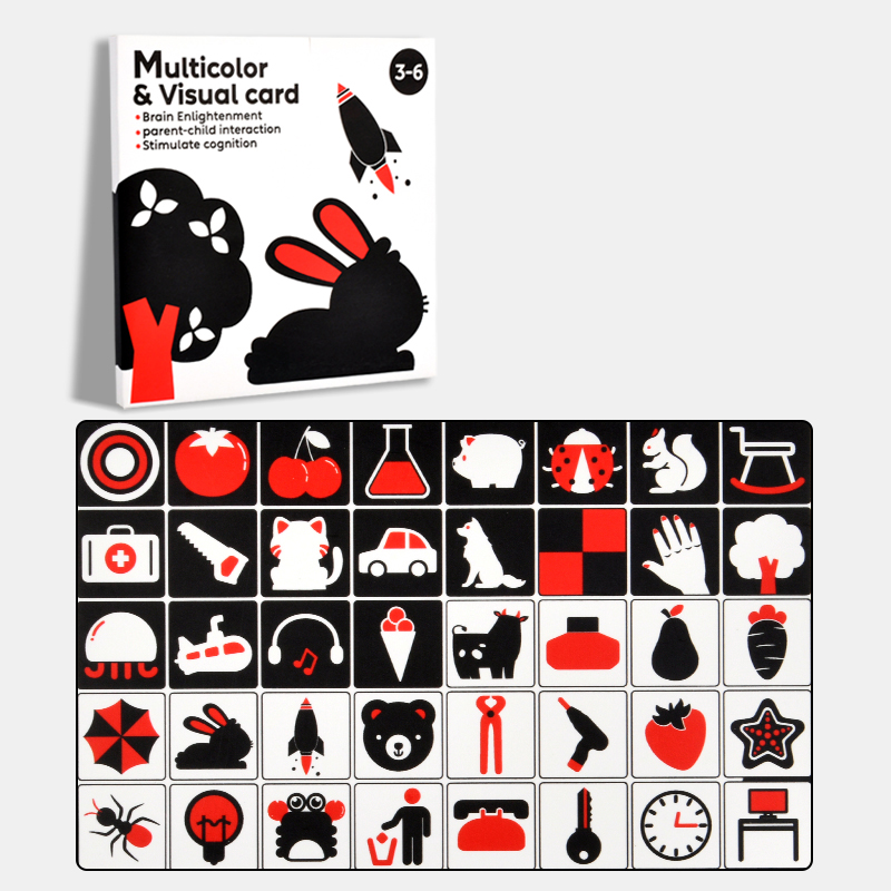 Baby Visual Stimulation Cards Montessori High Contrast Flash Card ...
