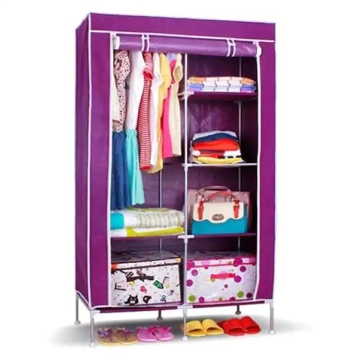 2 door storage wardrobe Foldable and Movable Cloth/Fabric Wardrobe with ...