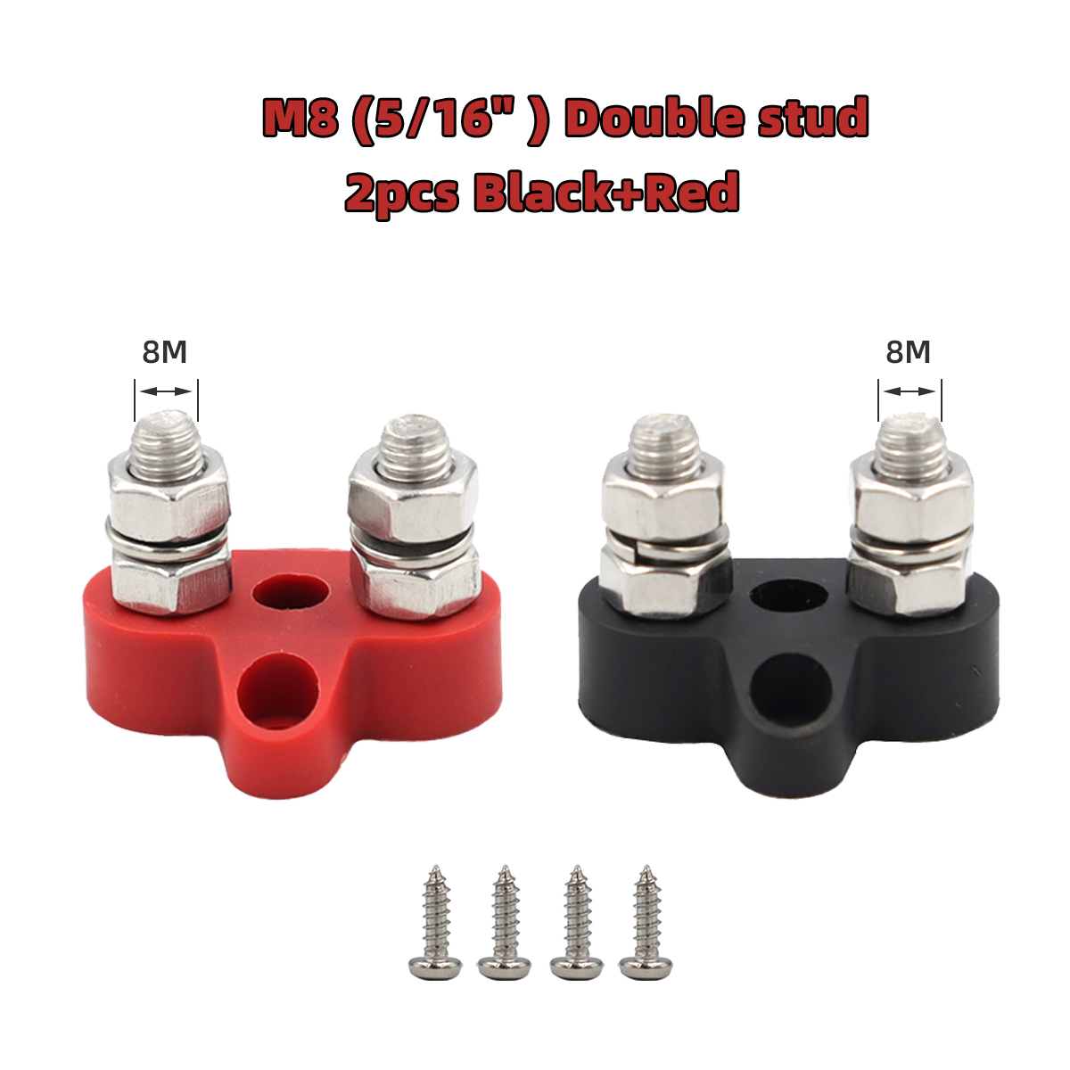 Terminal Block Studs M6 M8 Positive Negative Heavy Duty Bus Bar 5/16" 1 ...