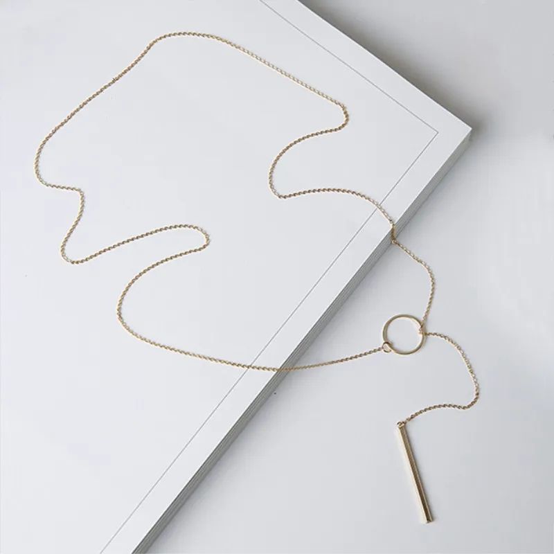 Minimalist Round Stick Pendant Necklace | Daraz.lk