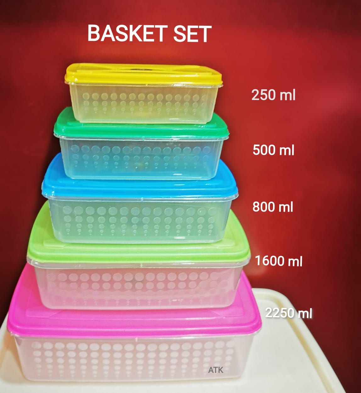 Plastic food Containers 5pcs/ Tiffin box / Kitchen Storage /Tools ...