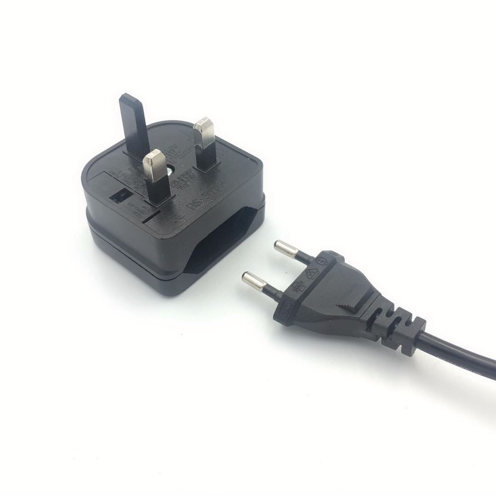 European Euro Eu 2 Pin To Uk 3 Pin Power Socket Travel Plug Adapter ...