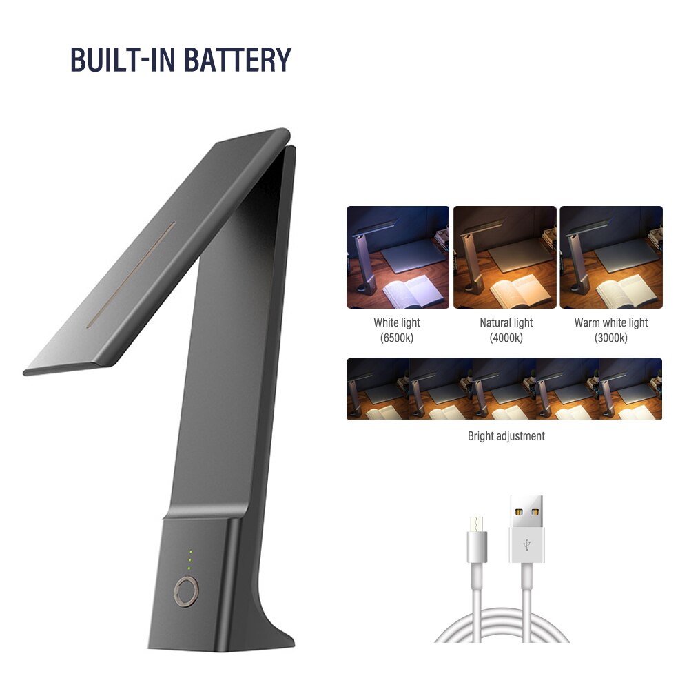 LED Folding Desk Lamp USB Charging Touch Control Dimmable Desktop Eye ...