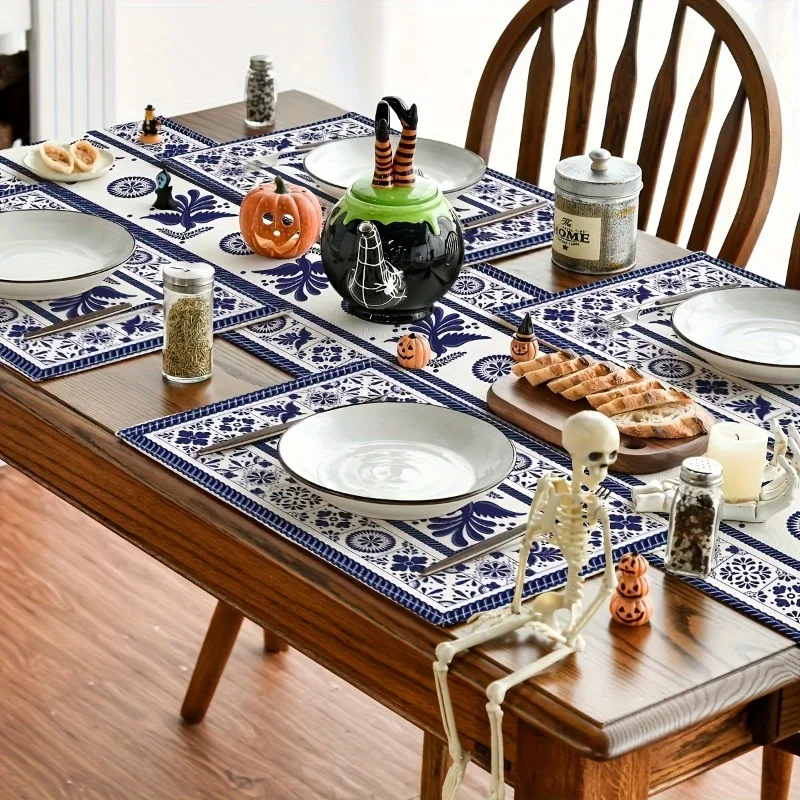 1/4pcs Meal Mats Ceramic Floral Phoenix Carnival Mexican Mat Table Pads ...
