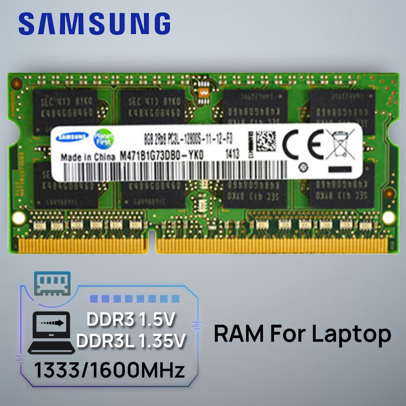 Samsung Laptop Memory DDR3L 1.35V / DDR3 1.5V 1333 1600 MT/s MHz 4GB ...