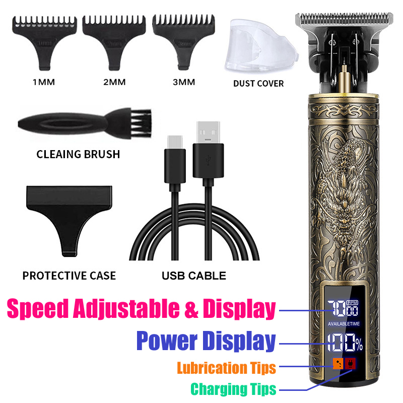 Vintage T9 Cordless Hair Trimmer Professional Hair Clipper Men Electric ...