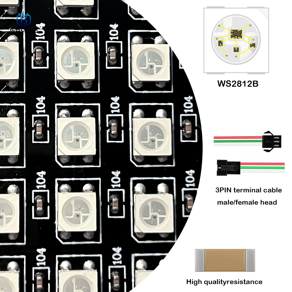 5V WS2812B 12V WS2815 RGB Programmable 16x16 Flexible Screen Led Module ...