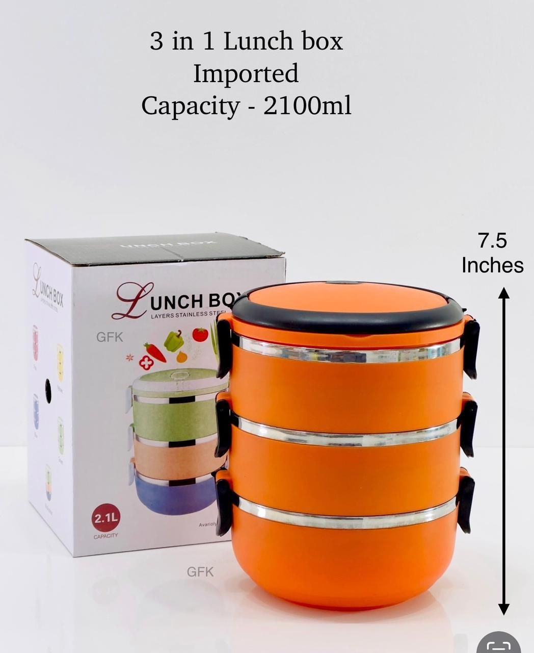 Three Layer Tiffin Box / 3 Containers Lunch Box 2100ml | Daraz.lk