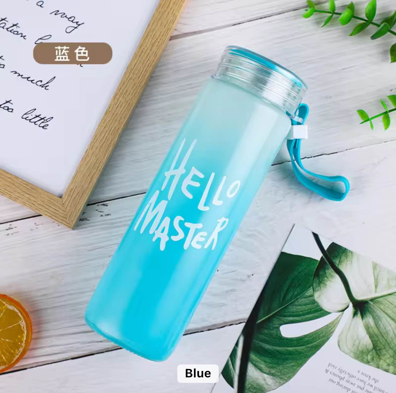 Glass Water Bottle Colour Hello Master With Handle | Daraz.lk