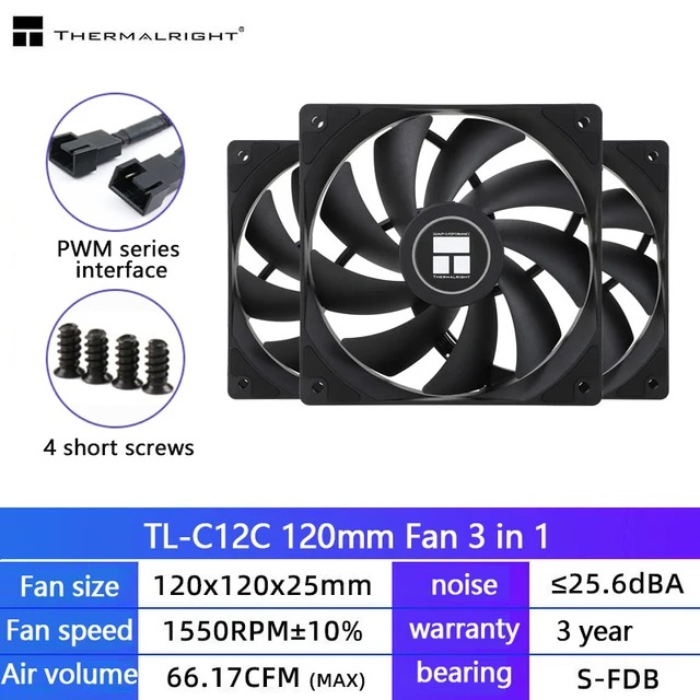 Thermalright TL-C12C PC Cooling Fan 120mm 5V 3PIN ARGB Computer Case ...