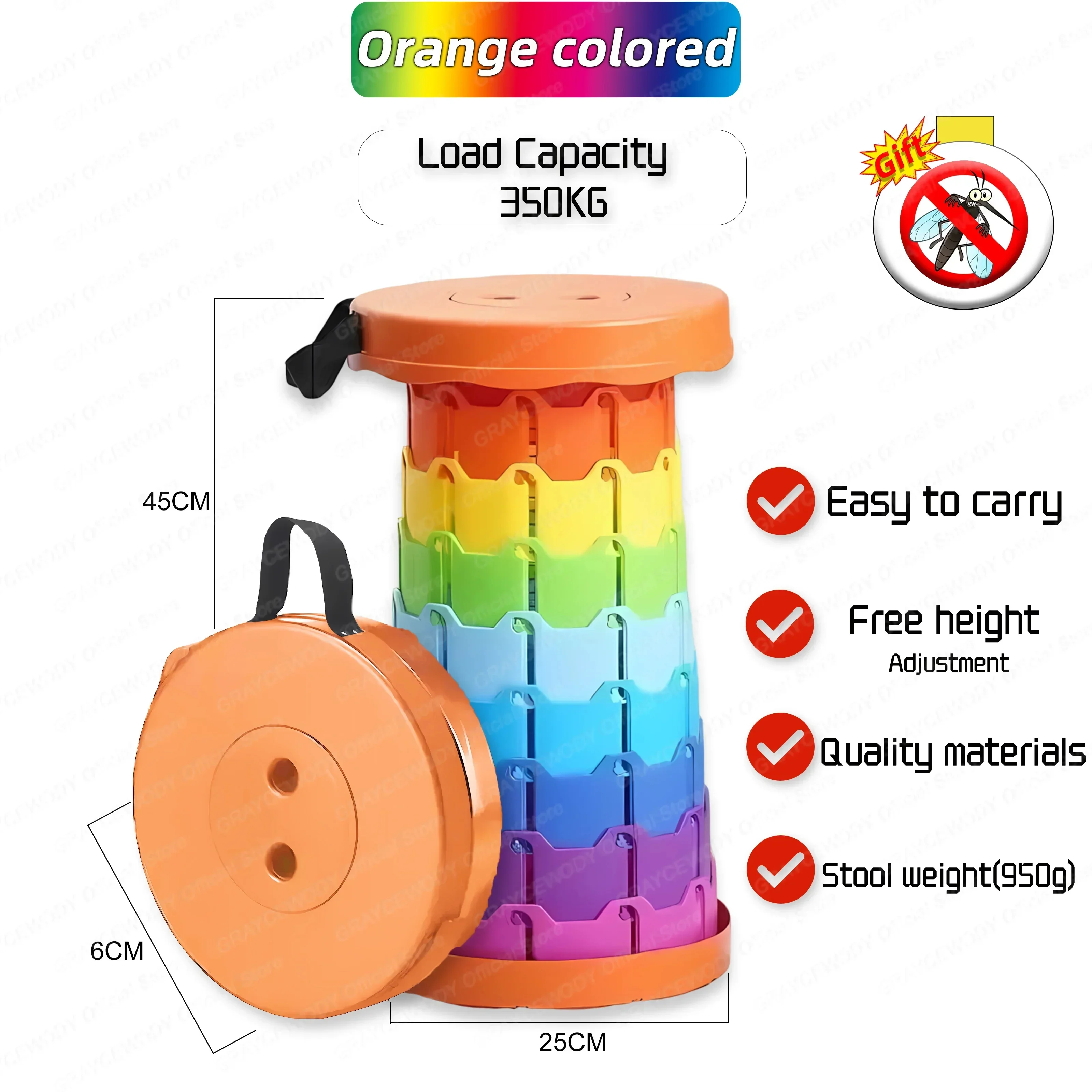 2024 New Portable Round Folding Chair Accordion Chair Height Adjustment ...