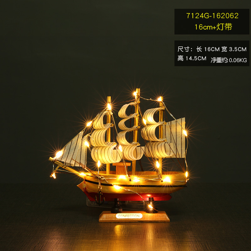 Pirate ship Sailboat model Wooden small wooden boat decoration Cake ...