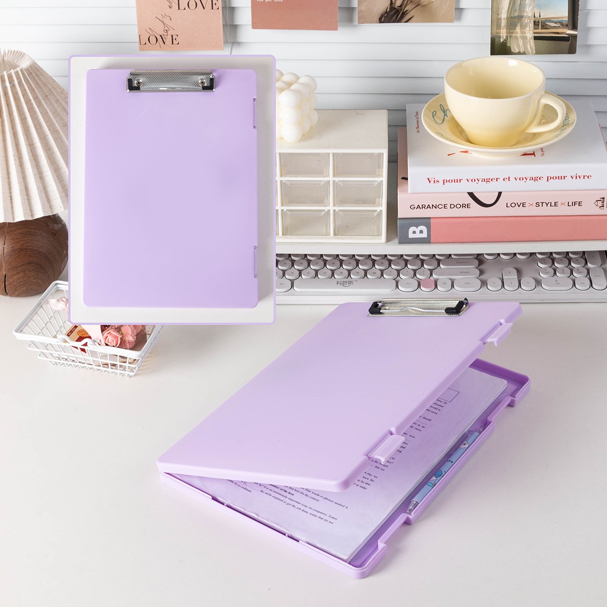 Multi functional A4 folder clamp storage box, writing pad, large ...