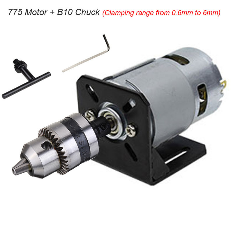 775 DC Motor Miniature Hand Drill Chuck Rod 12V 12000RPM Lathe Press ...