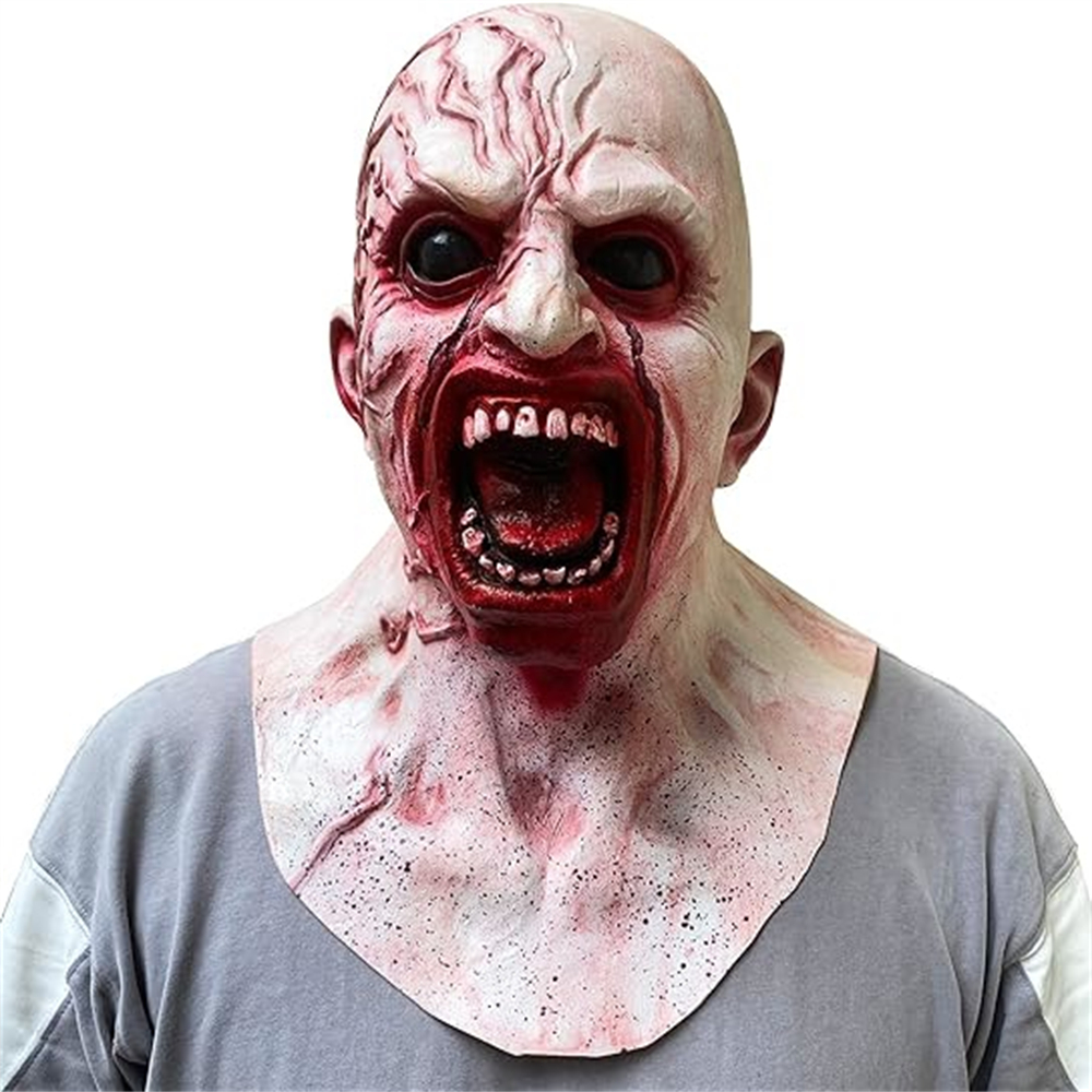 Zombie Mask Creepy Halloween Props Scary Realistic Face Mask Adult ...